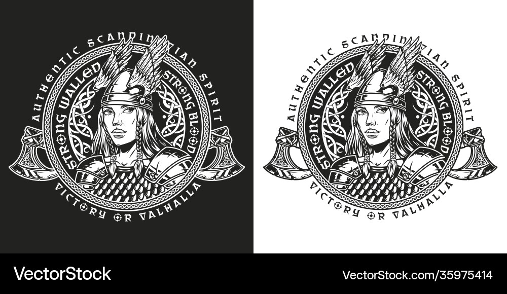 Viking round vintage label Royalty Free Vector Image