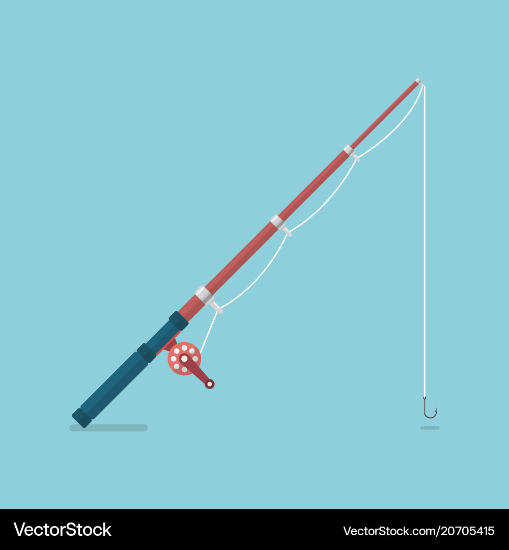 Fishing rod in flat style Royalty Free Vector Image