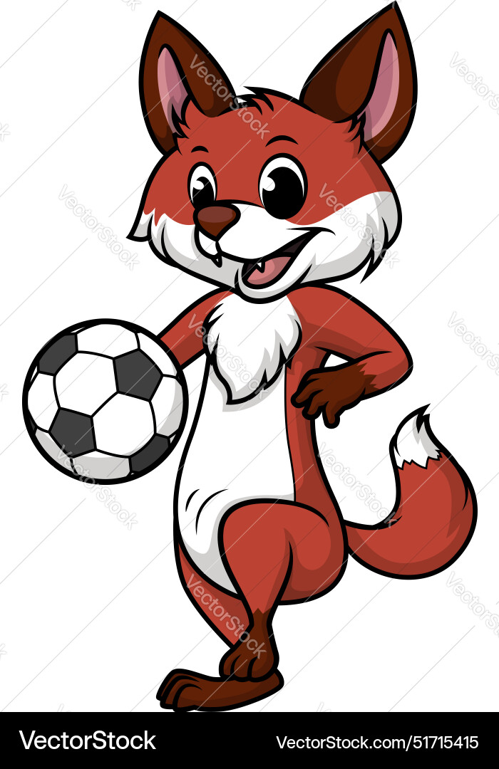Fox playing soccer cartoon Royalty Free Vector Image