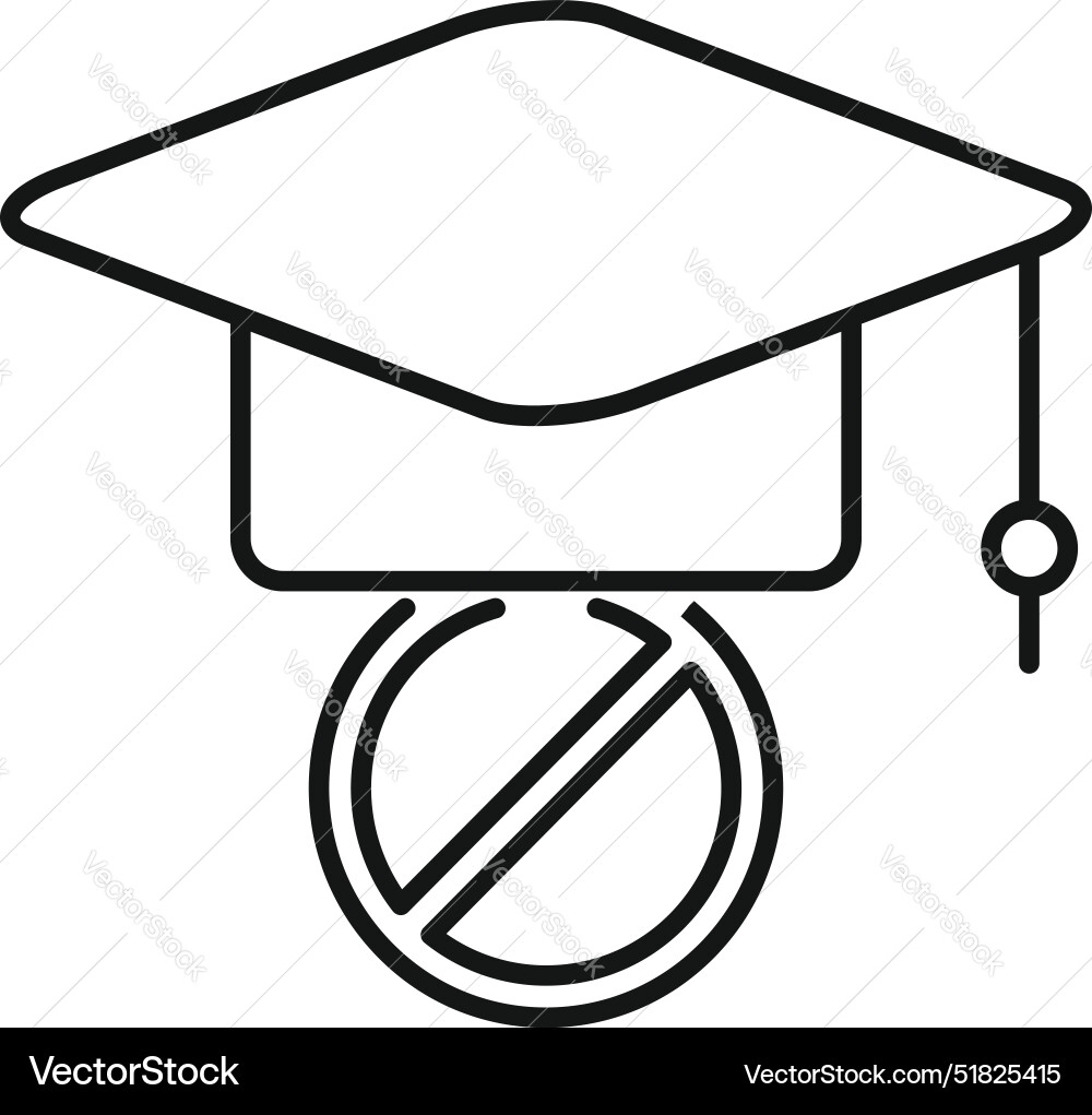 Graduation cap floating above no sign representing