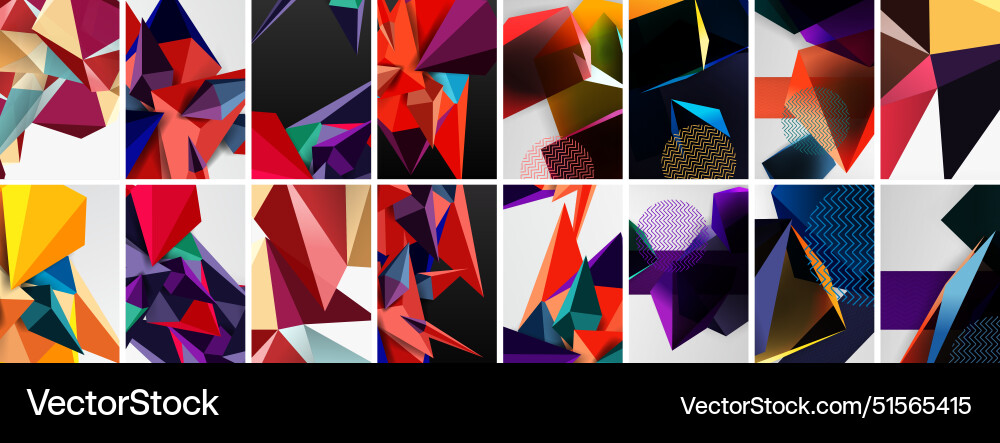 Set of low poly triangles poster geometric Vector Image