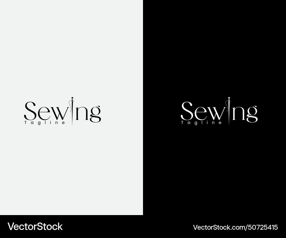 Sewing word mark logo design Royalty Free Vector Image