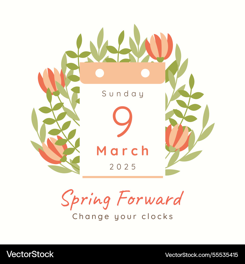 Spring forward 2025 Poster Vorlage Kalender Vektorbild