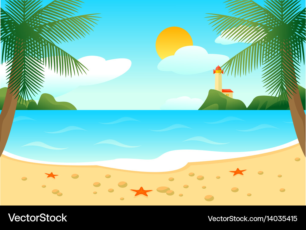 Tropical Beach Scene Royalty Free Vector Image