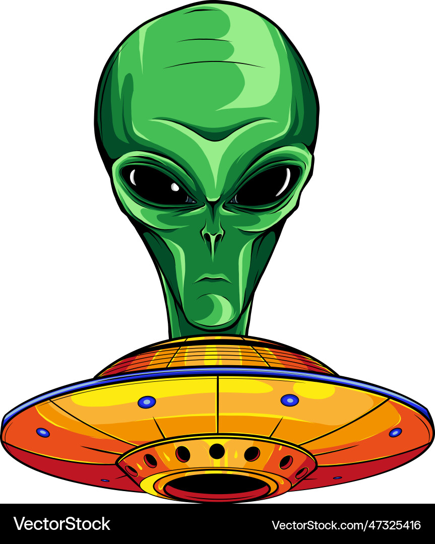 Alien head ufo design art Royalty Free Vector Image