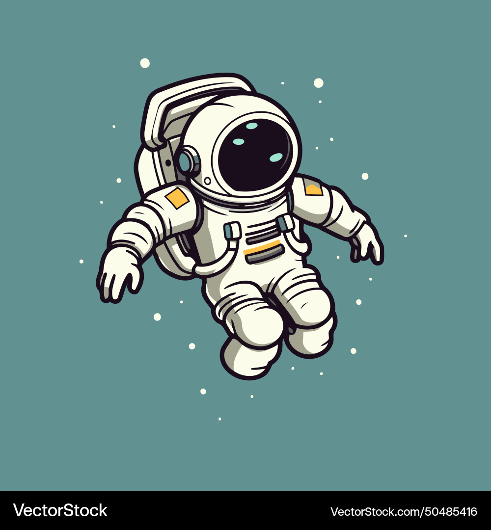 Astronaut flying in space cartoon style Royalty Free Vector