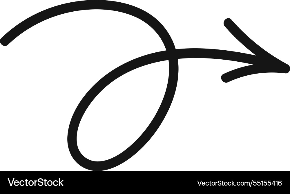 Bending curvy horizontal arrow sketch Royalty Free Vector