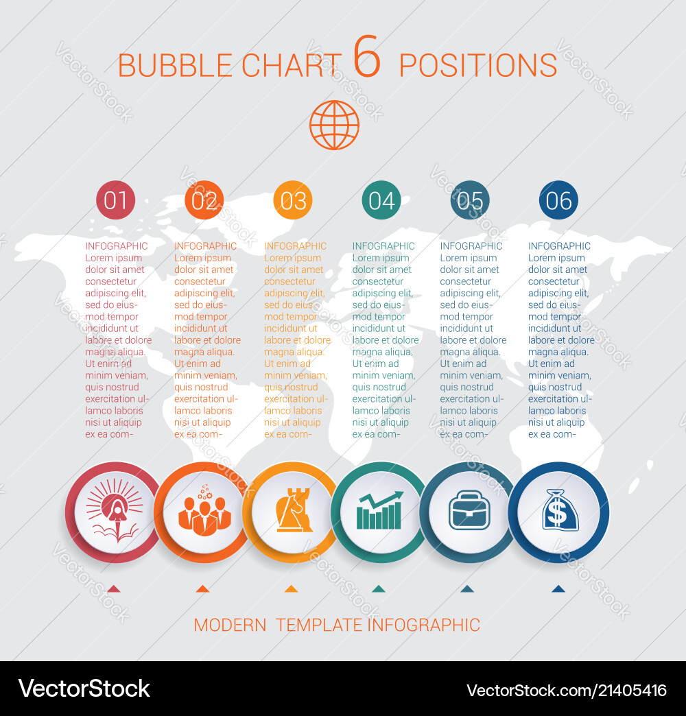 Charts infographic step by 6 positions Royalty Free Vector