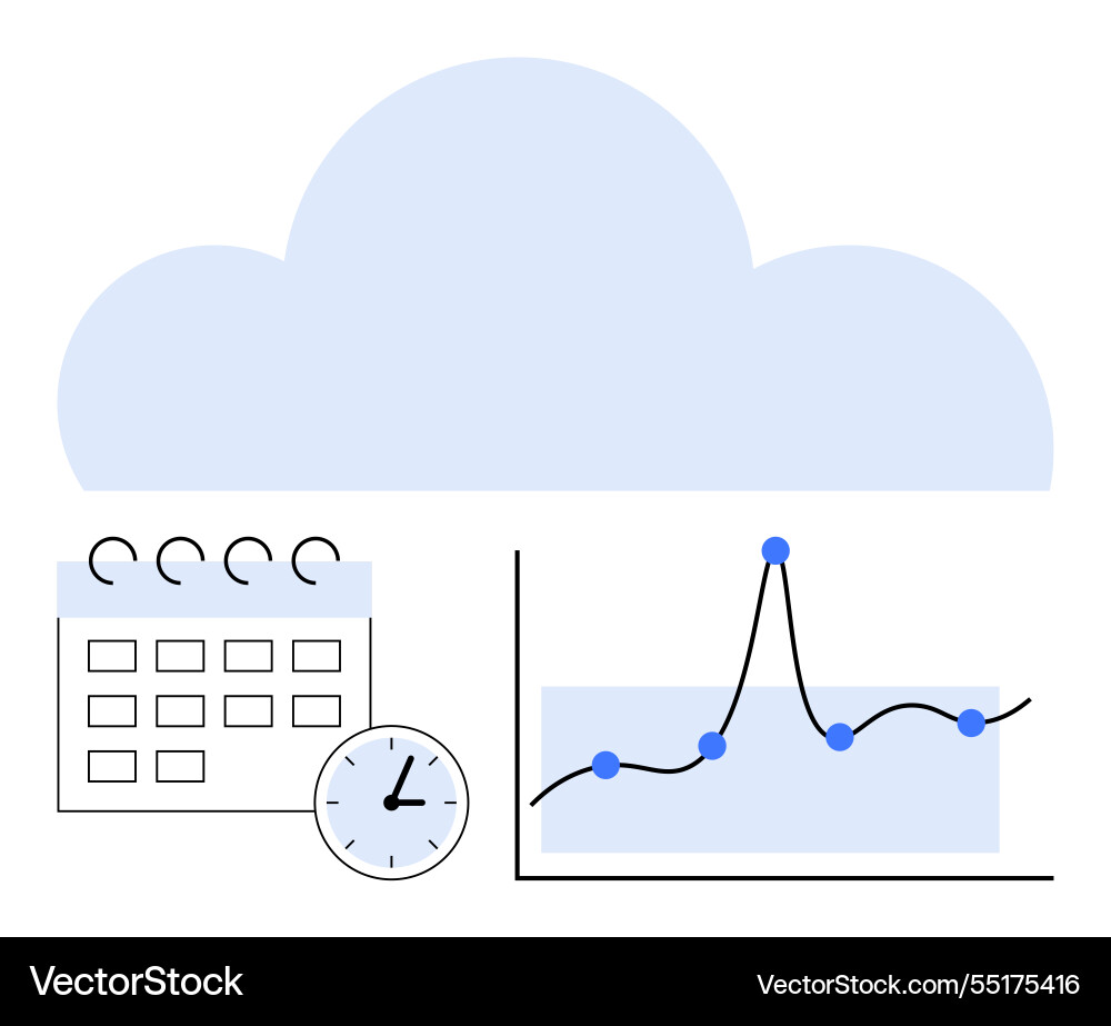 Cloud-Integration visualisiert Datentrends Vektorbild