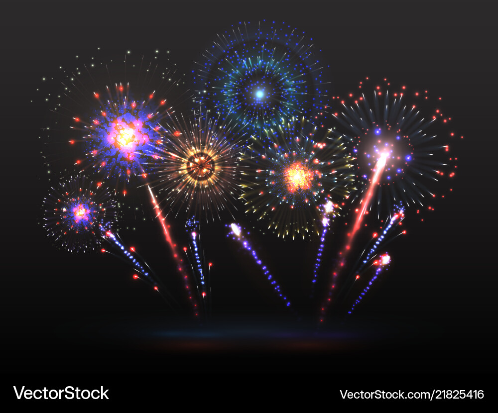 Fireworks background firework petard exploding Vector Image