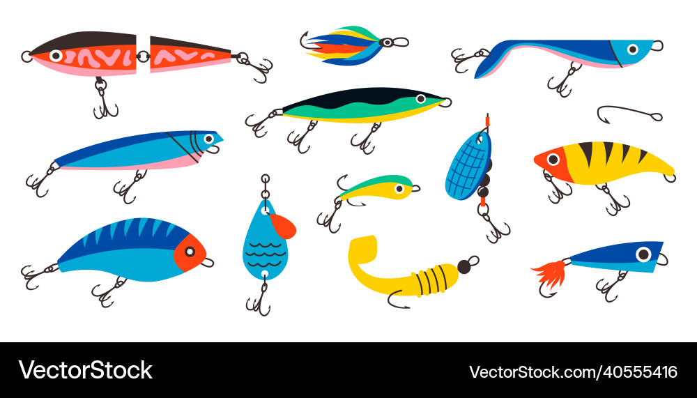 Fishing Lures & Bait Collection Royalty Free Vector