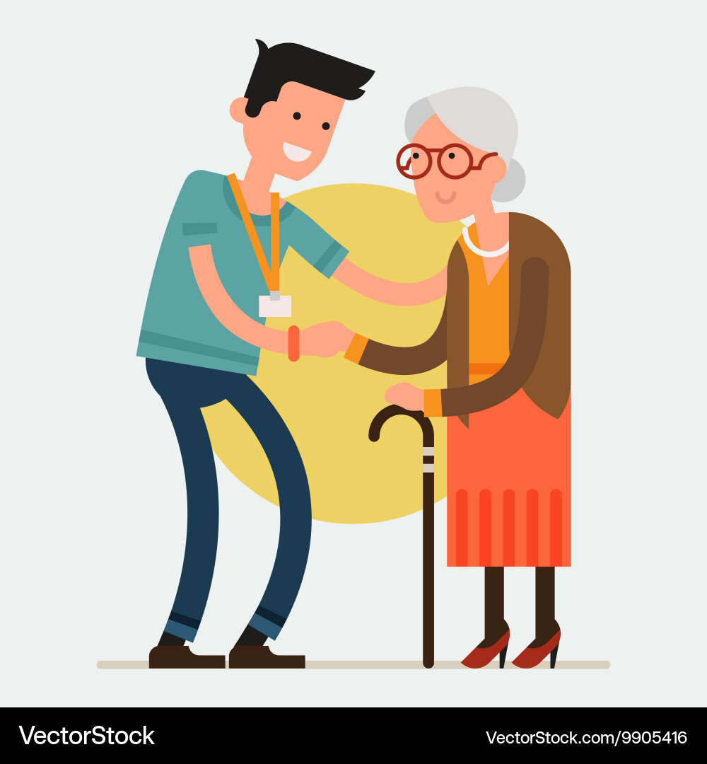 Senior Support and Volunteering Royalty Free Vector Image
