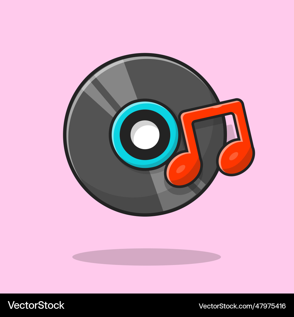 Vinyl disk music with tune and note Royalty Free Vector