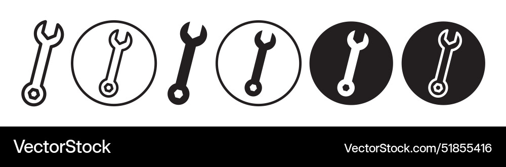 Wrench icon set collection for web Royalty Free Vector Image