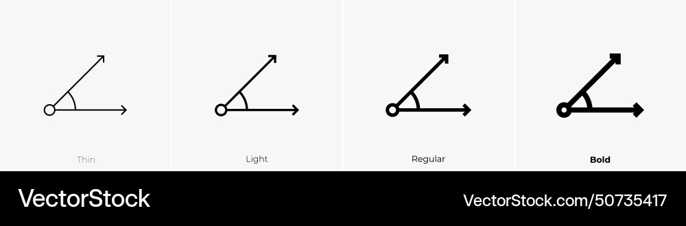 Acute angle icon thin light regular and bold Vector Image