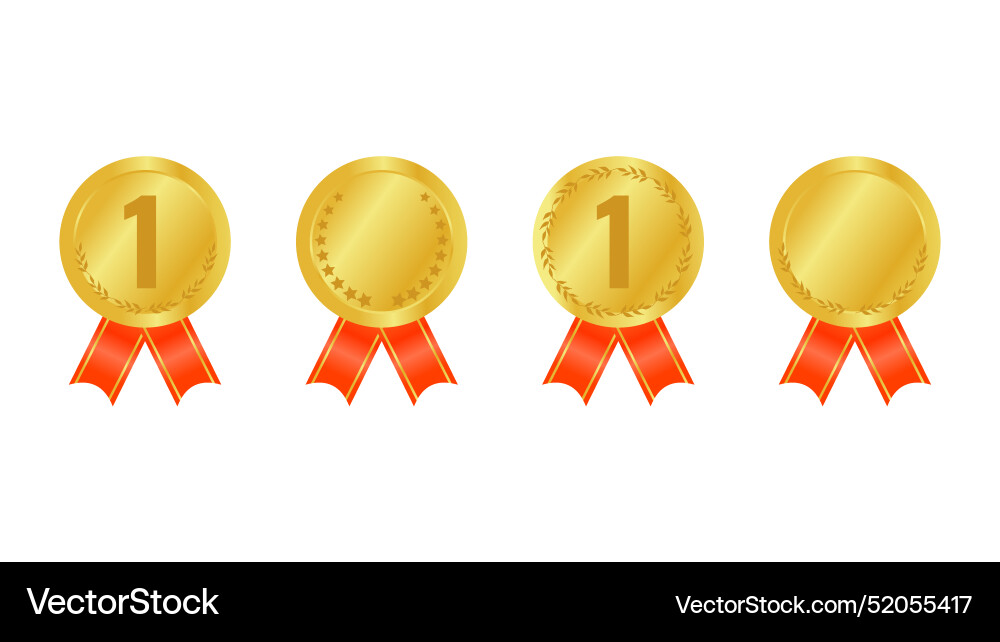 Award medal ribbon crown rank design elements Vector Image