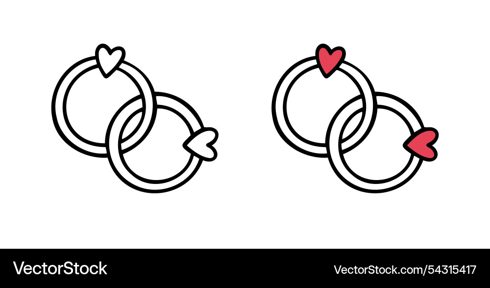 Bonded wedding rings doodle hand drawn icon Vector Image