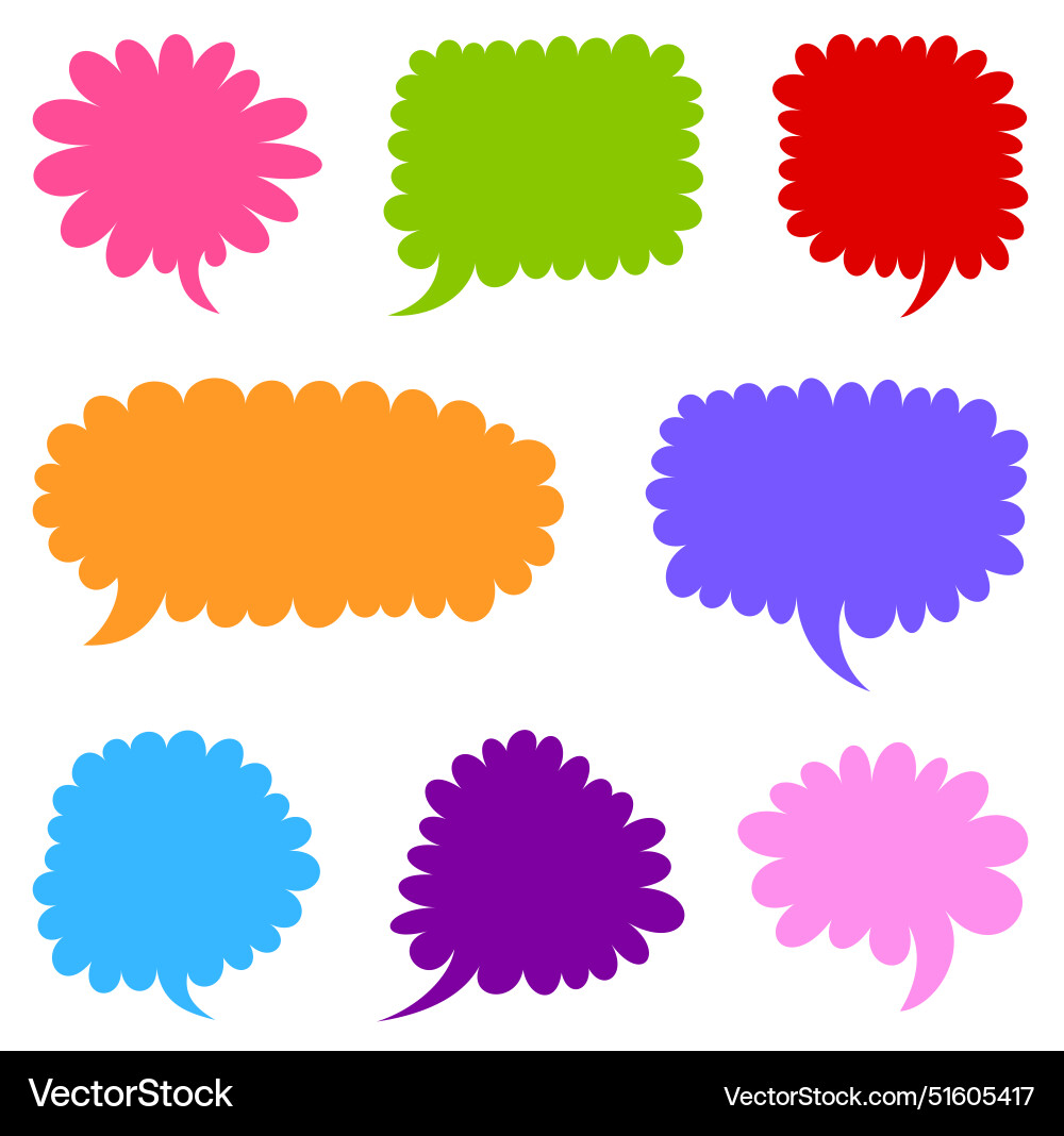 Colorful abstract speech bubbles with scalloped Vector Image
