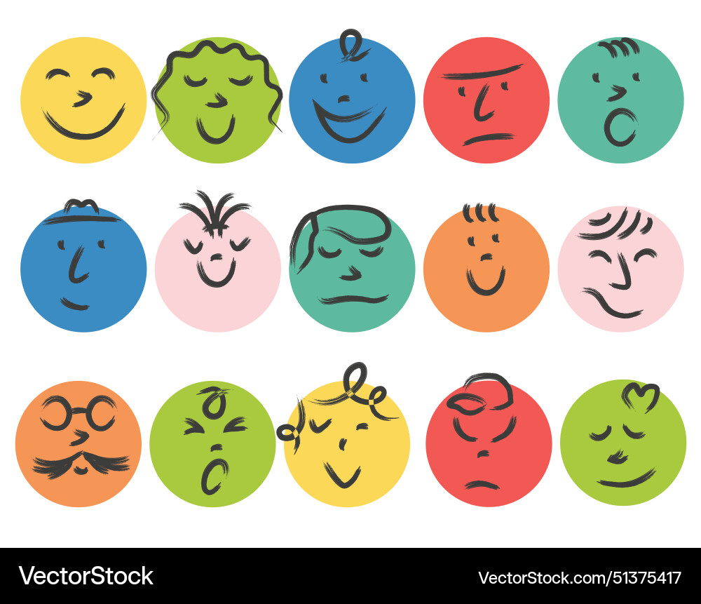 Different emotional emoticons set Royalty Free Vector Image