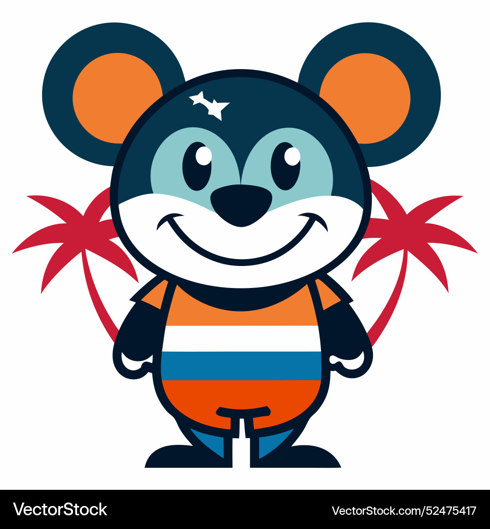 Florida mouse sits kawaii Royalty Free Vector Image