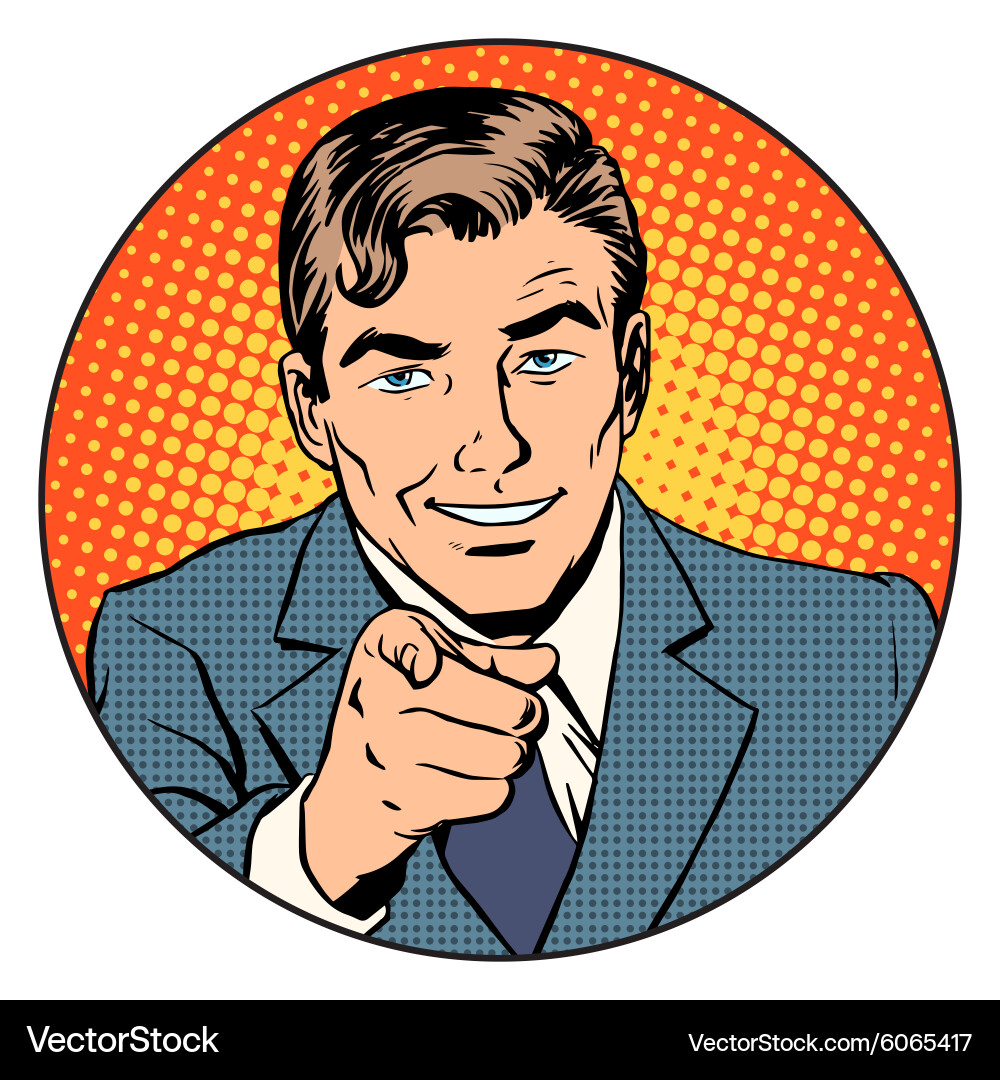 Man pointing finger in the circle Royalty Free Vector Image