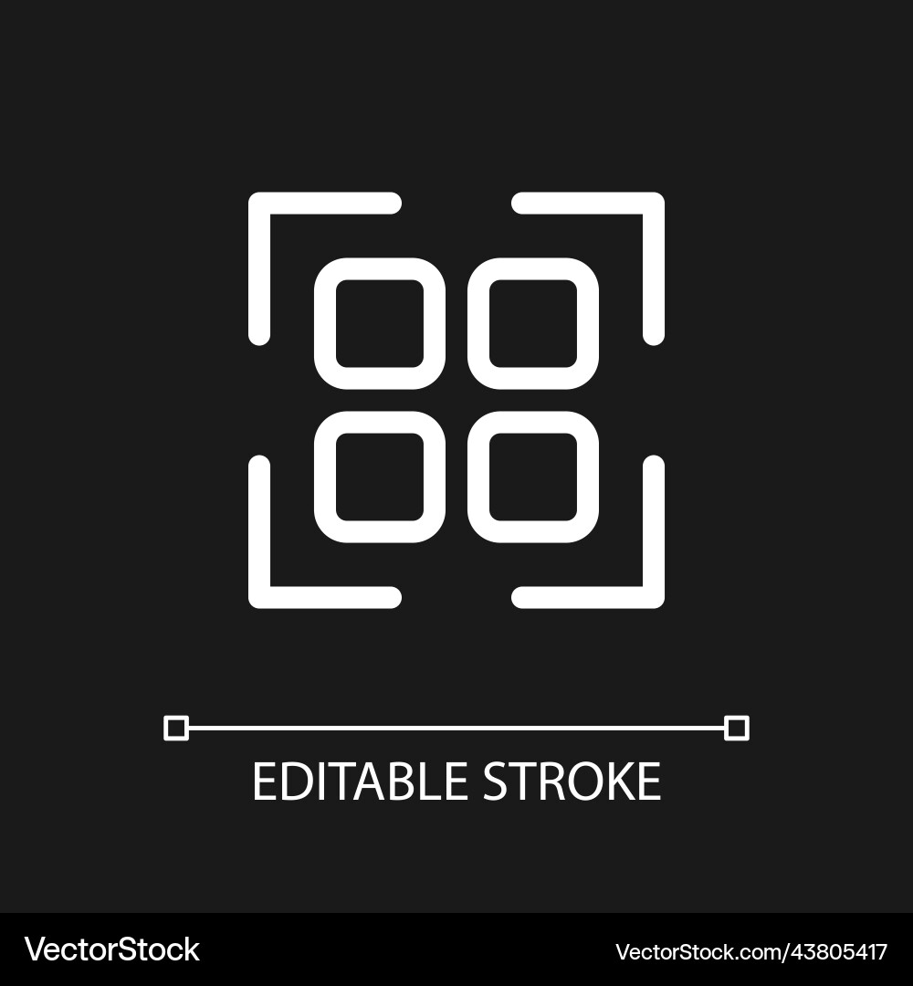 Scanning qr code pixel perfect white linear ui Vector Image