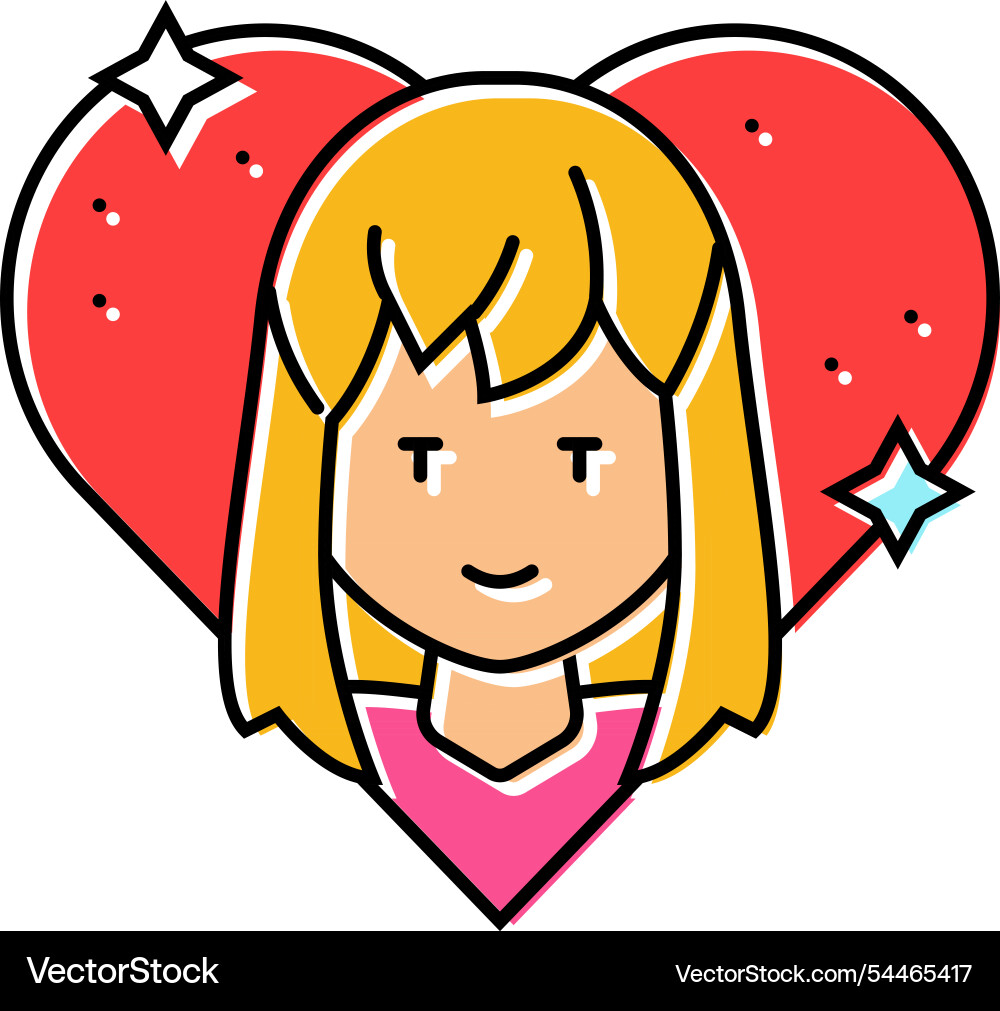 Waifu otaku color icon Royalty Free Vector Image