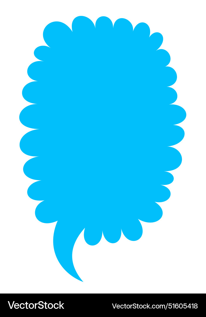 A blue speech bubble with scalloped edges Vector Image