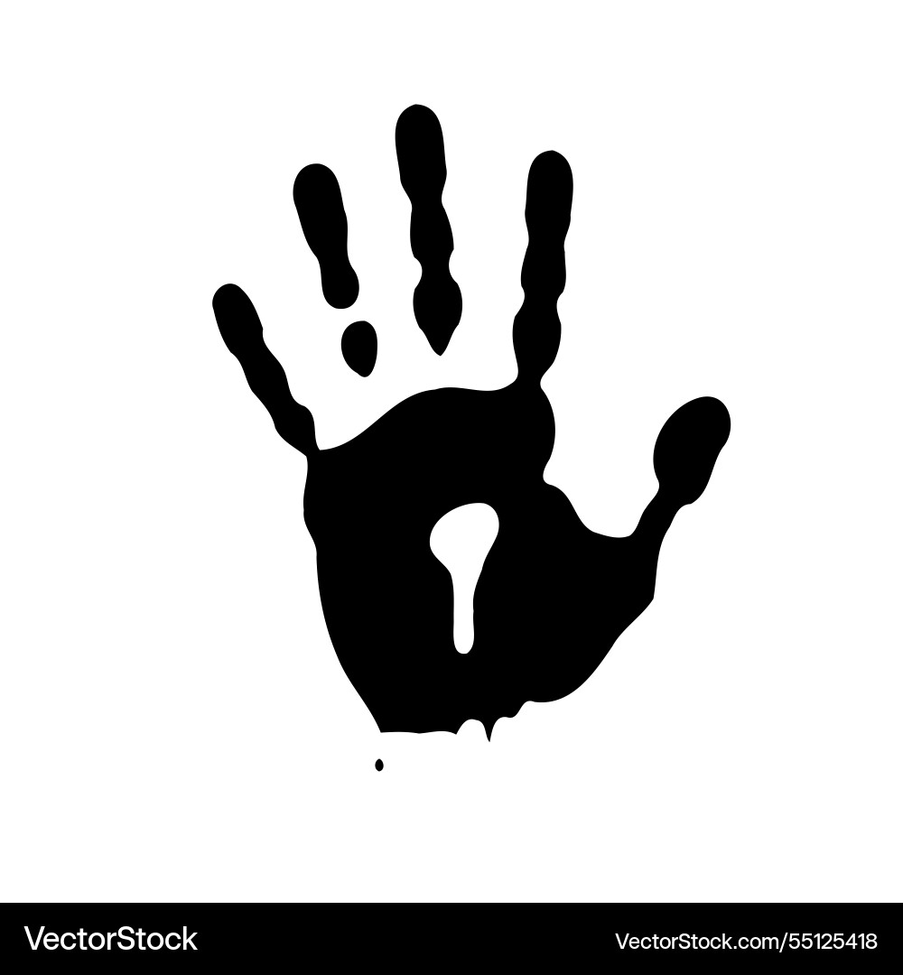 Black handprint on a plain white background Vector Image