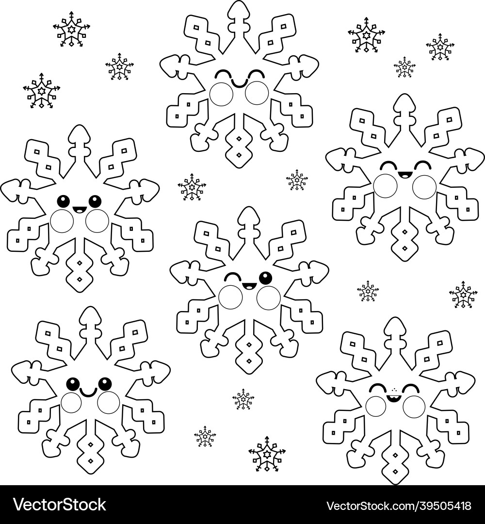 Cute snowflake characters Royalty Free Vector Image