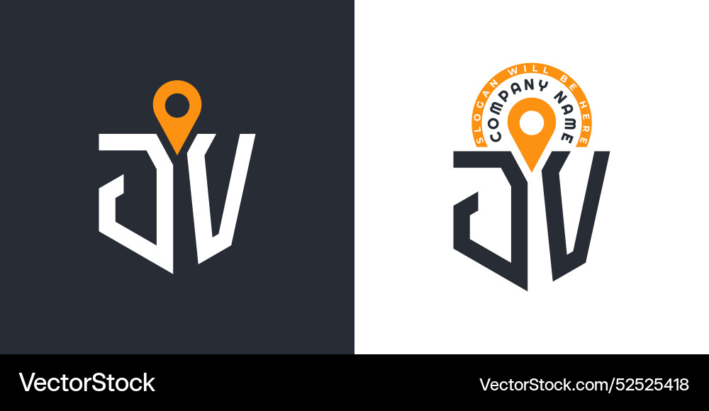 Jv location logo bundle letter dual icons Vector Image