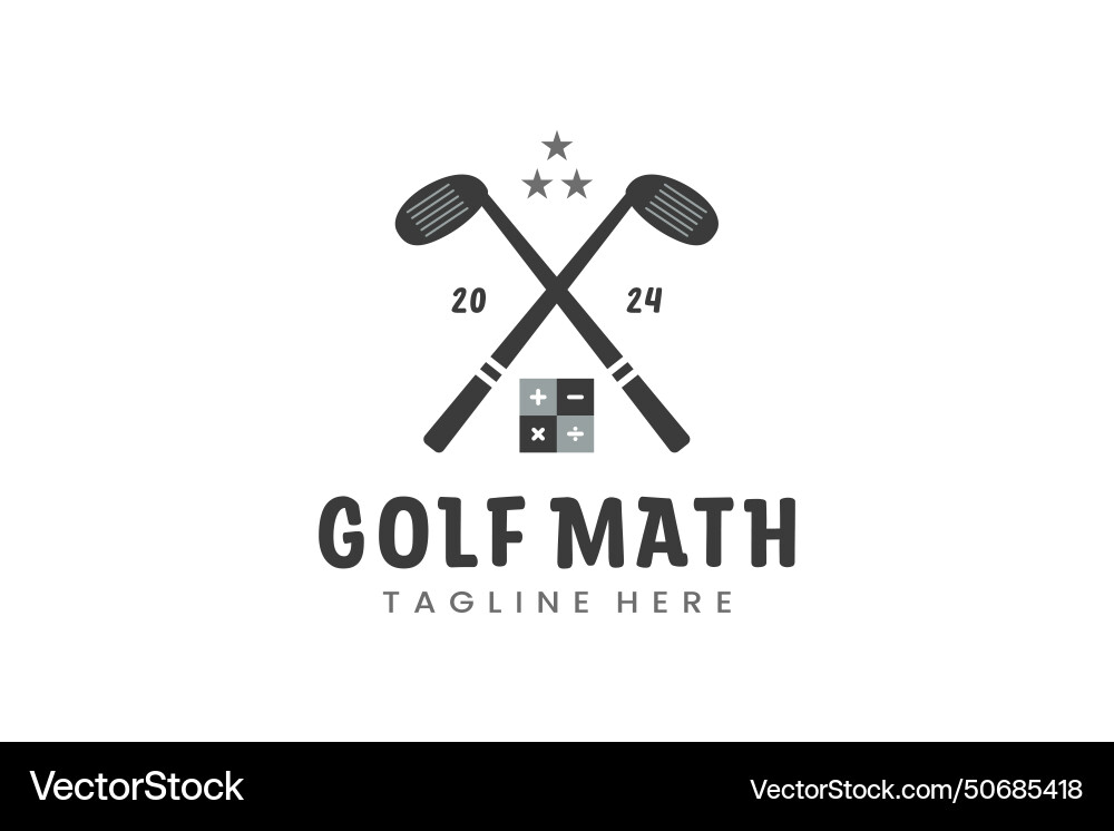 Modern flat unique mathematics golf ball club Vector Image