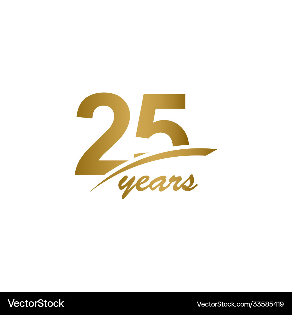 Elegant Gold 25th Anniversary Celebration Vector Image