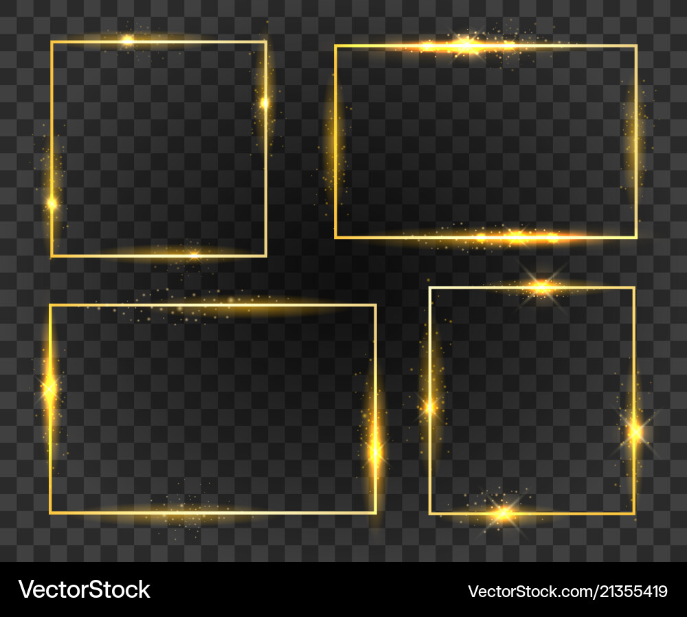 Golden glow frames set Royalty Free Vector Image