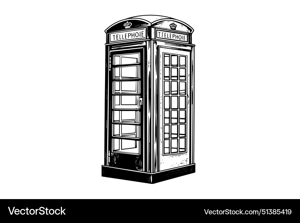 Retro phone box in engraved style Royalty Free Vector Image