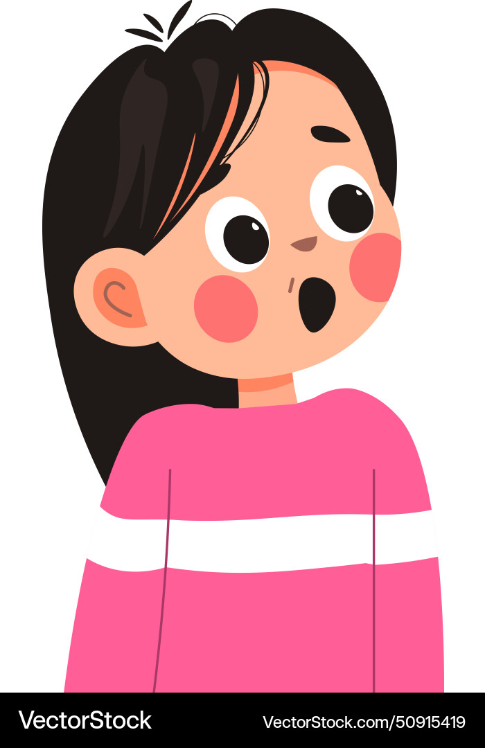 Shocked young kid gasping preschooler expression Vector Image