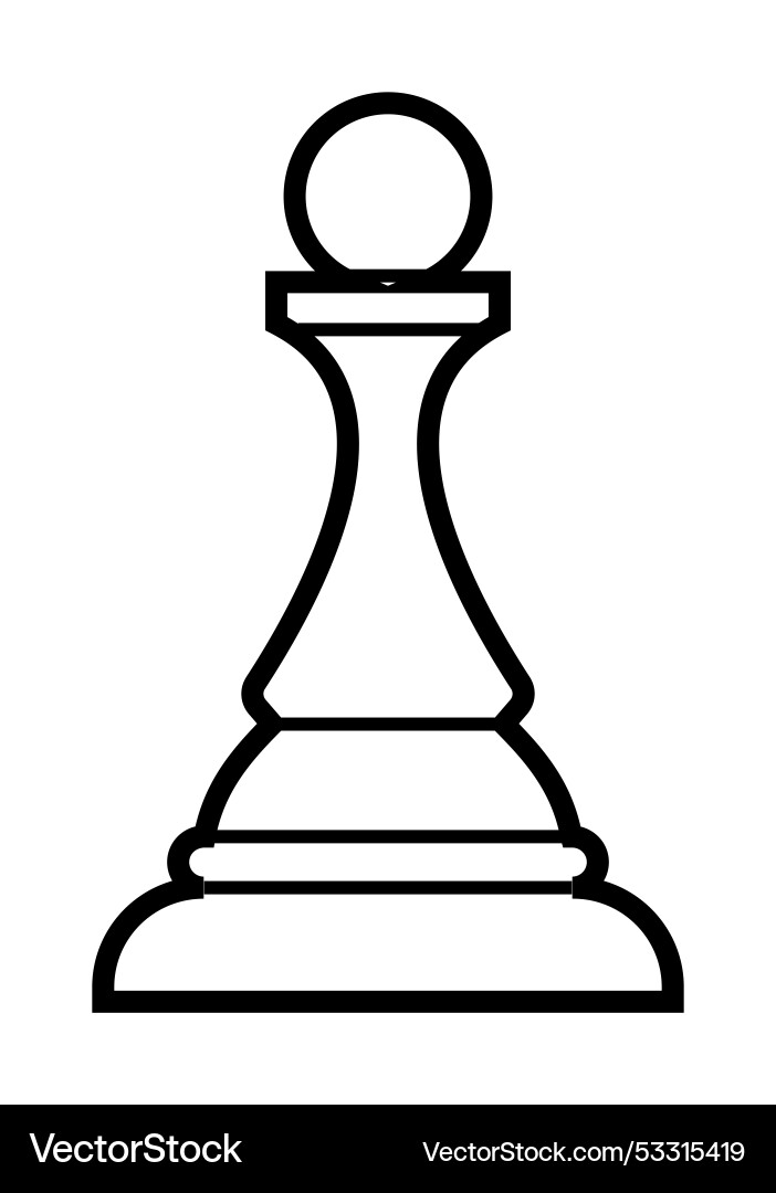 Simple black outline chess pawn symbol in Vector Image