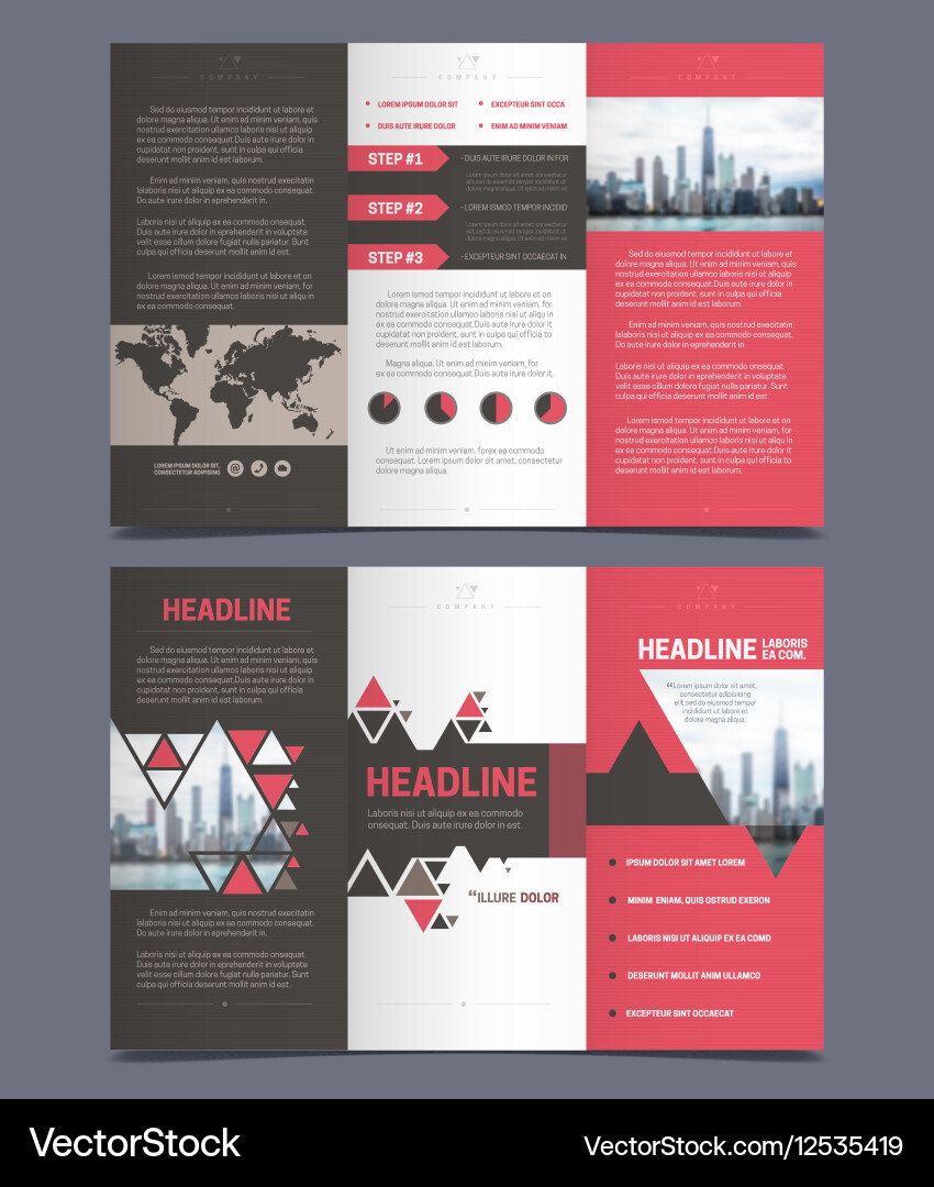 Three fold flyer template Royalty Free Vector Image
