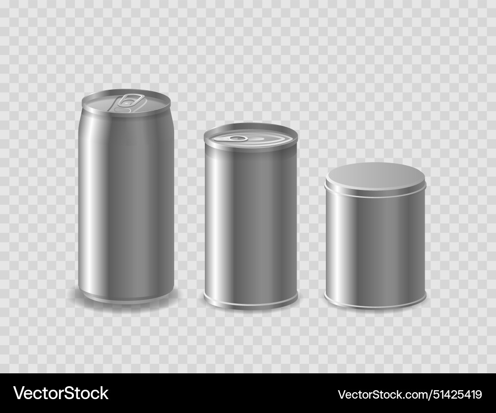 Three metal containers of varying sizes Royalty Free Vector