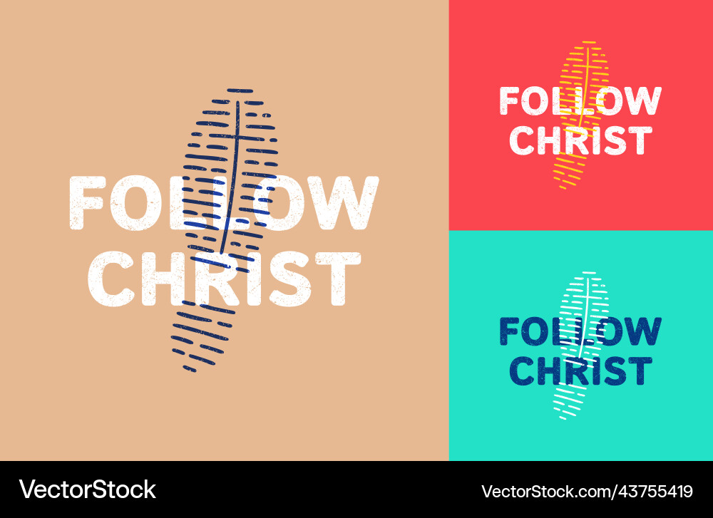 Typography slogan follow christ with foot print Vector Image