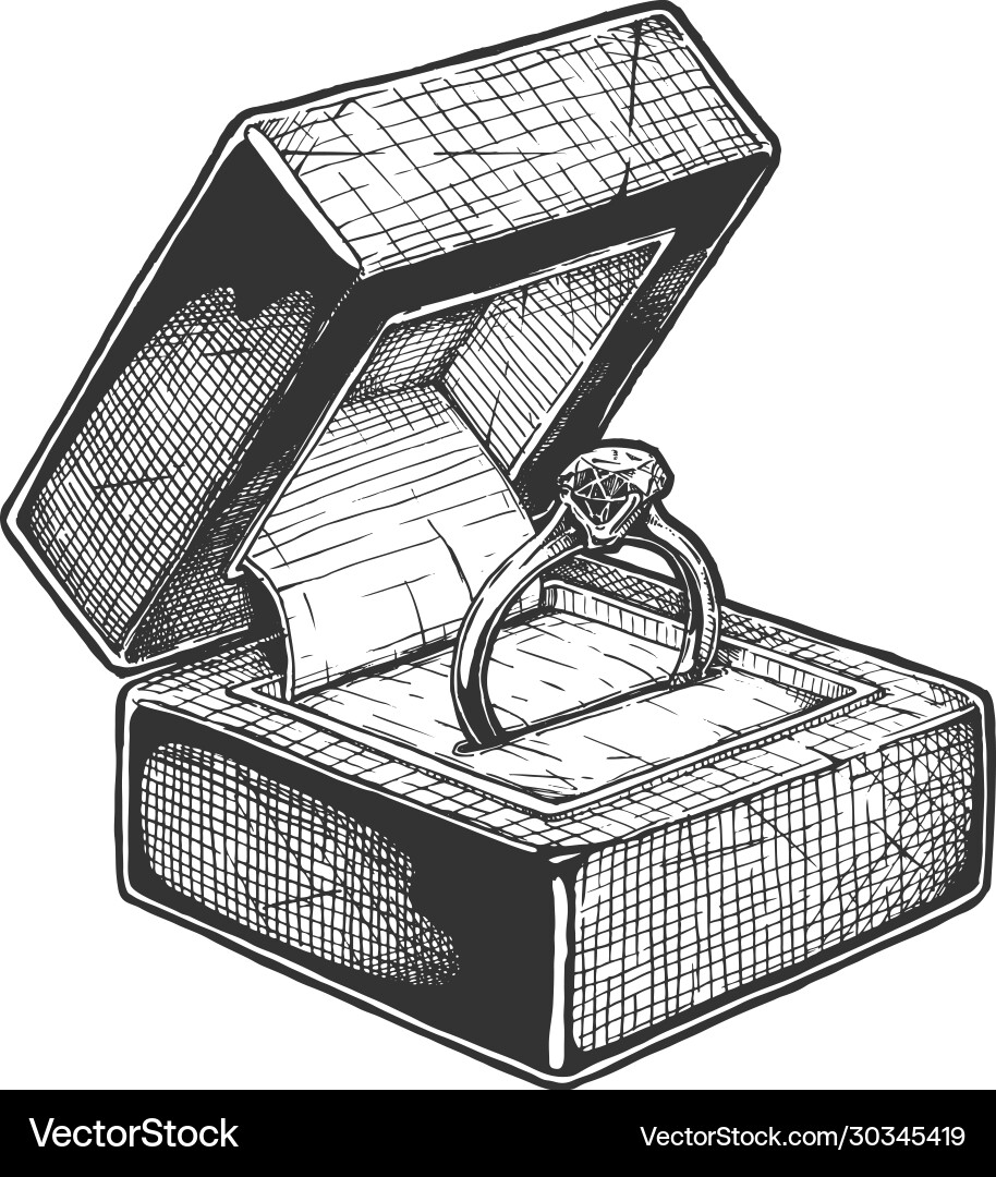 Wedding ring in gift box Royalty Free Vector Image