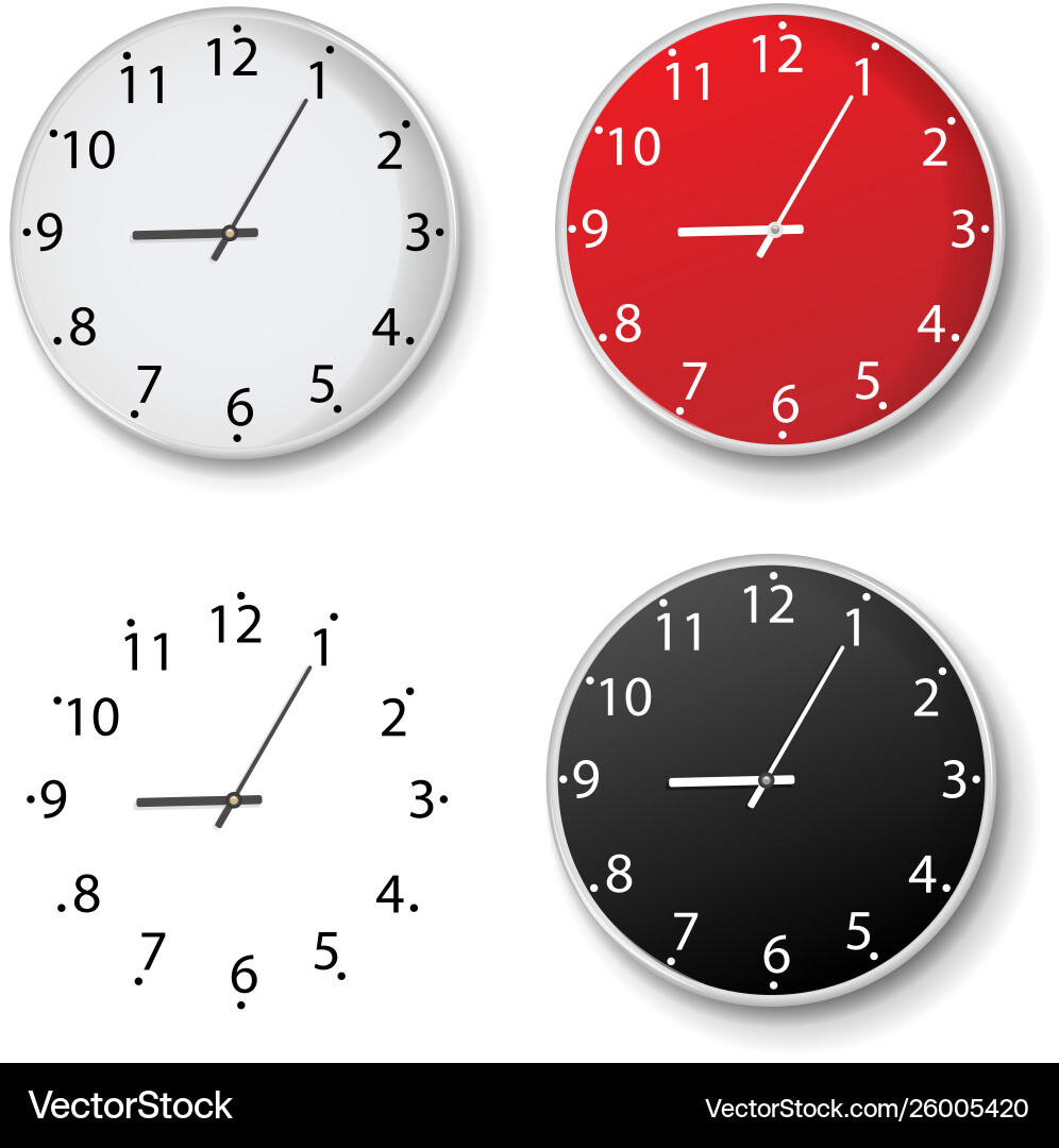 Clock set isolated white background Royalty Free Vector