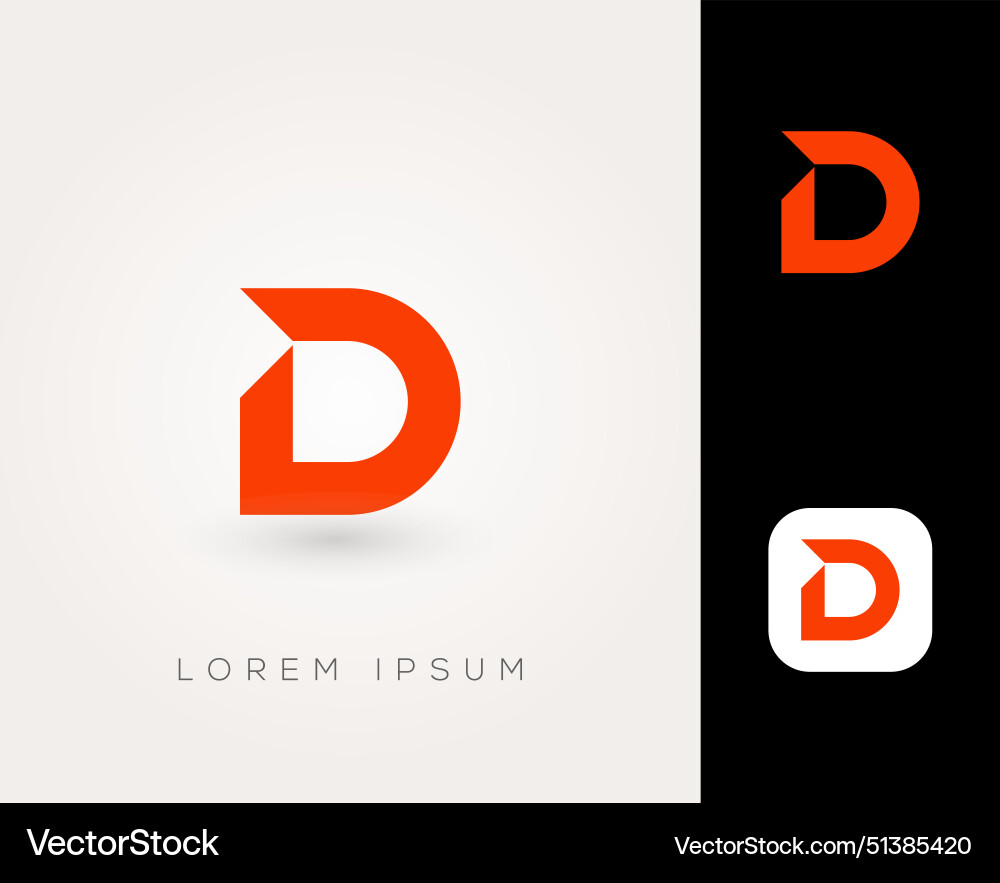 D letter logo and app design Royalty Free Vector Image