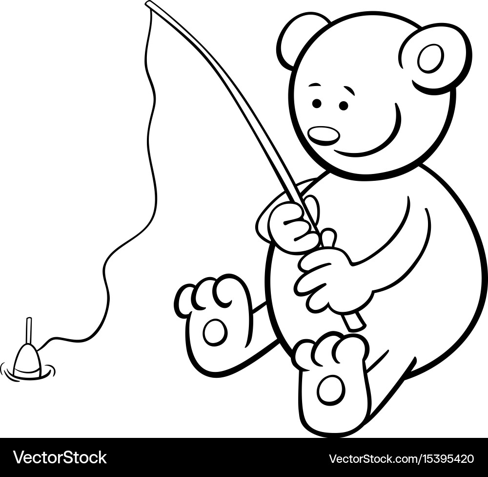 Fishing bear coloring book Royalty Free Vector Image