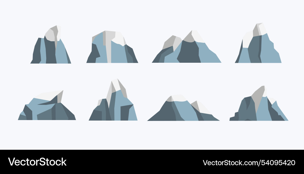 Ice and rock mountain landscape icon set Vector Image