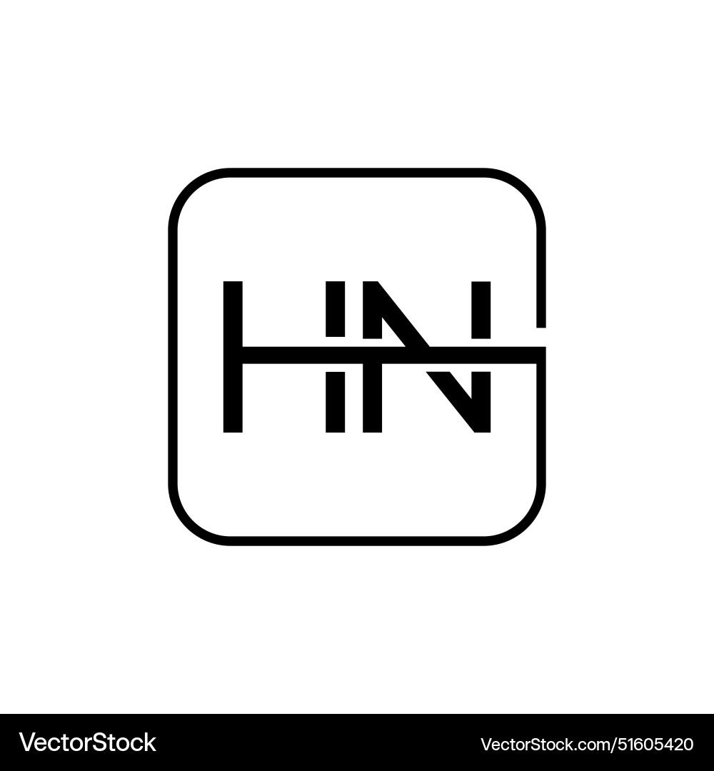 Initial hn letters square shape icon logo design Vector Image