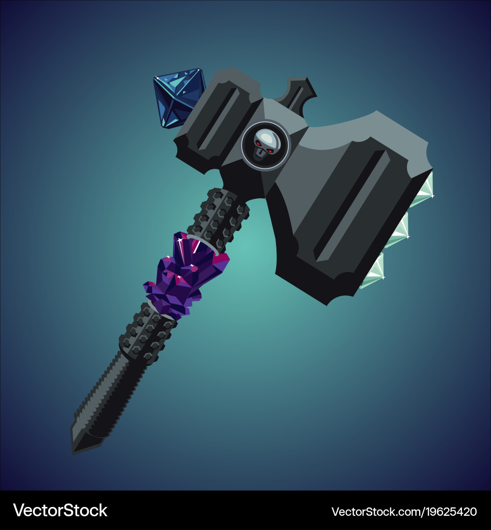 Magic fantasy war hammer weapon concept for game Vector Image