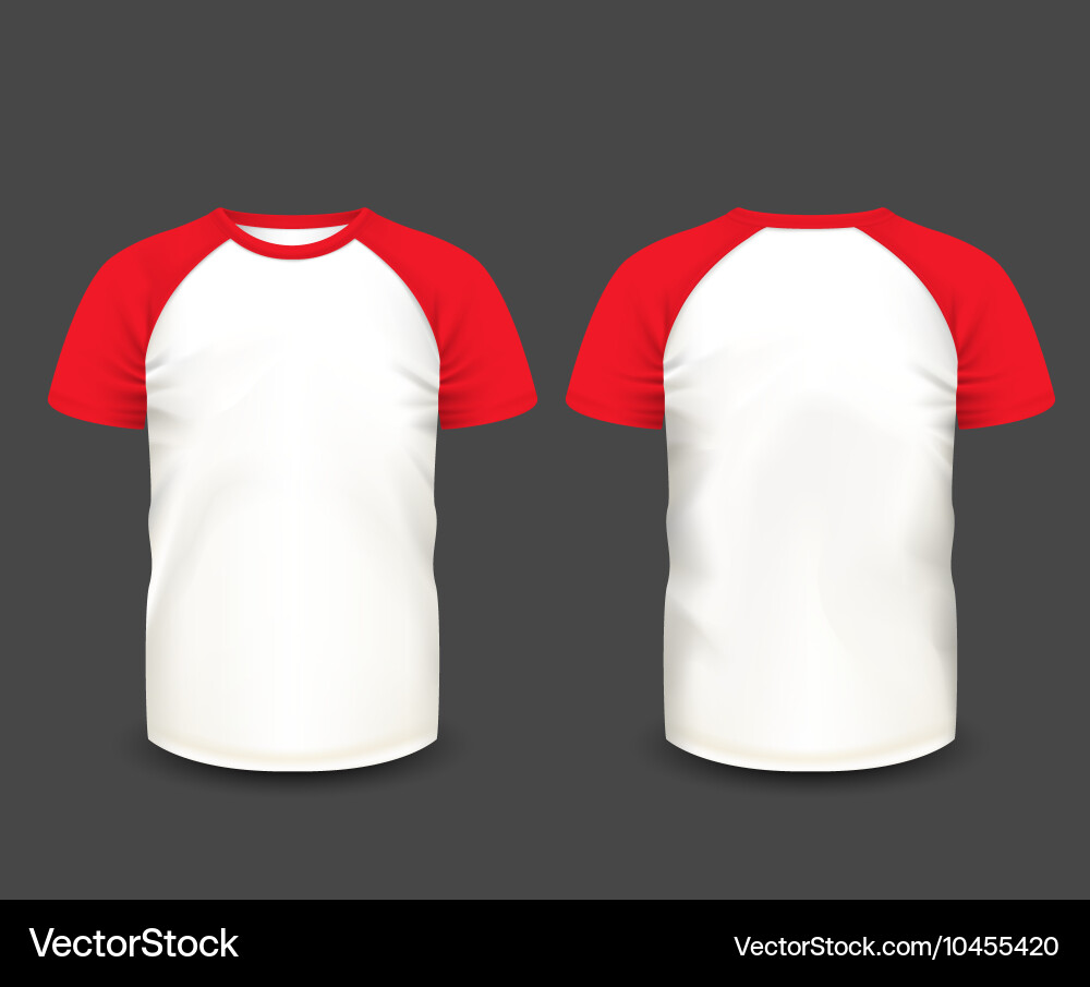 Mens raglan t-shirt in front and back views Vector Image