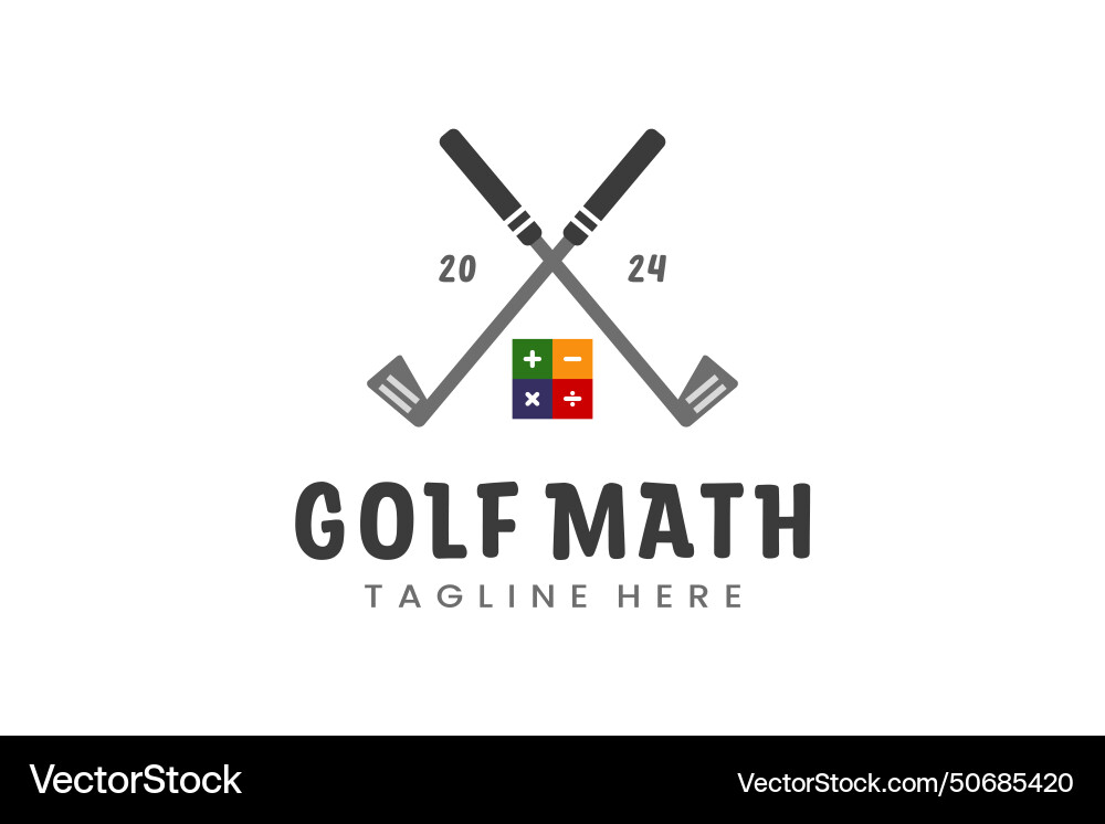 Modern flat unique mathematics golf ball club Vector Image