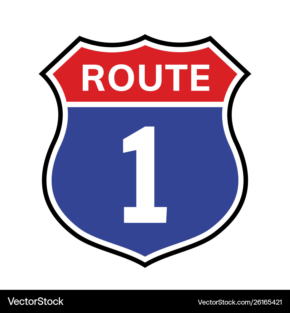 1 route sign icon road highway Royalty Free Vector Image